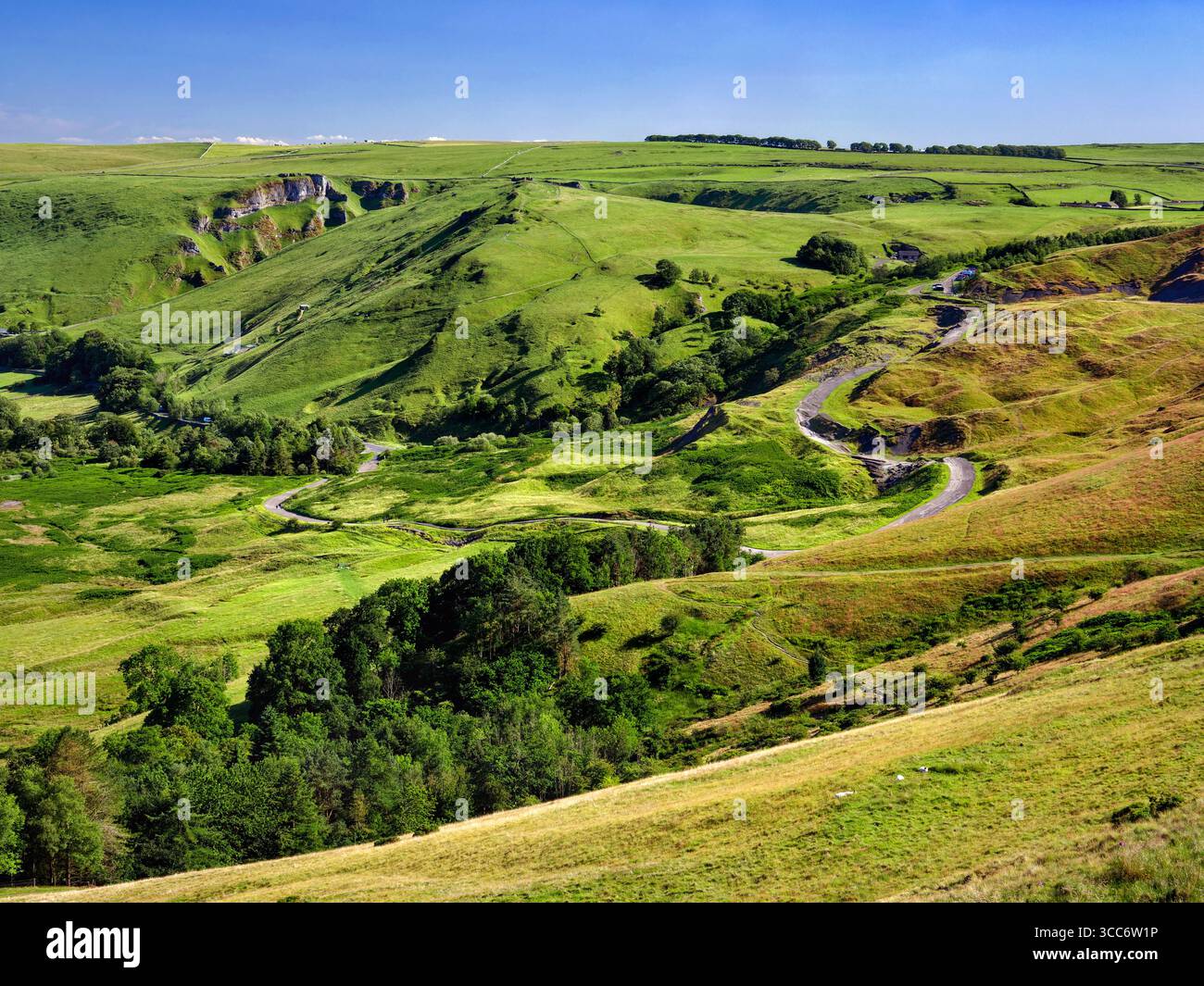 UK, Derbyshire, Peak District, View from Mam Tor across Winnats Pass ...