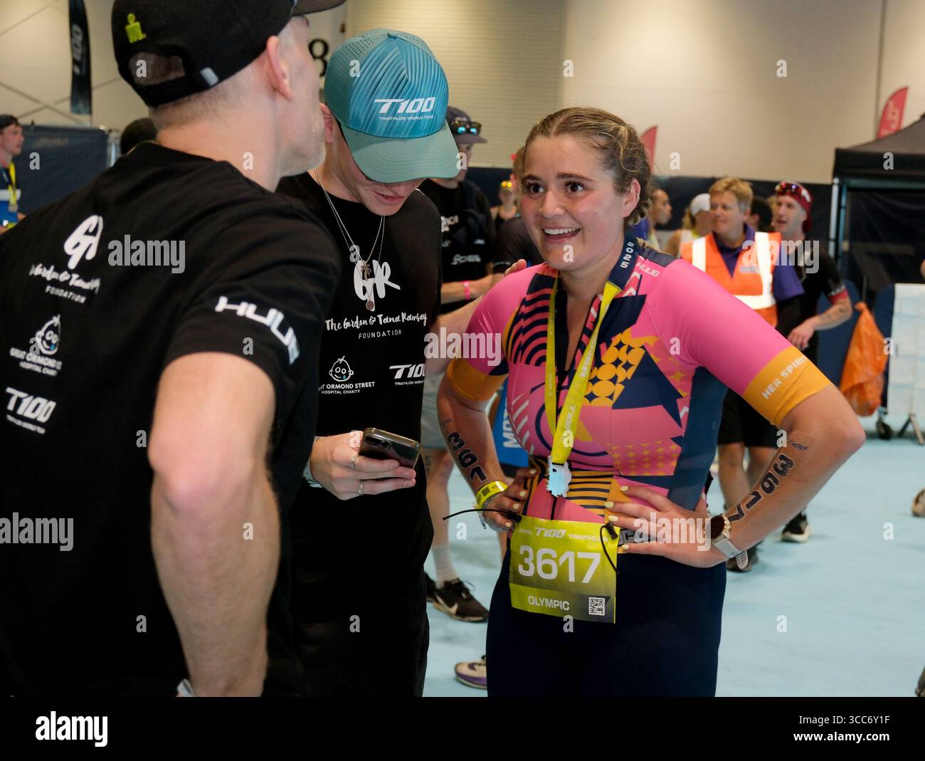 London, UK. 10th Aug 2025. Tilly Ramsay celebrates at the finish line ...