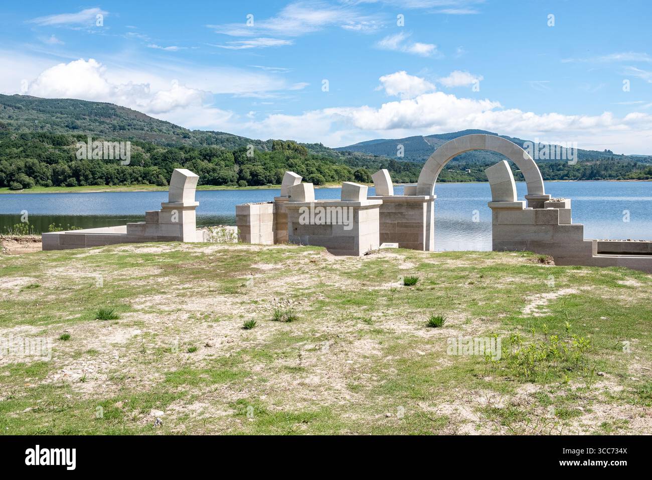 The reconstructed ruins of the Roman fort Aquis Querquennis in Spain ...