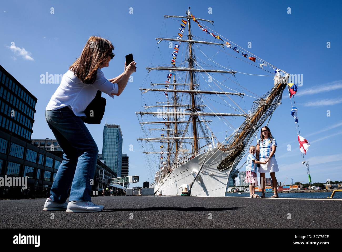 AMSTERDAM – Photos are being taken of the ship ARA Libertad, moored at ...