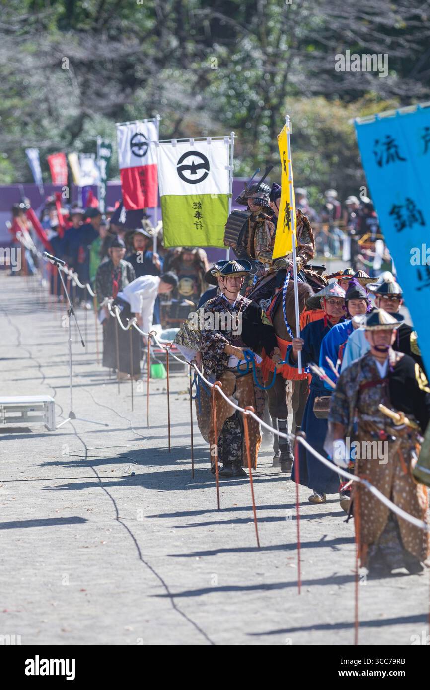 A vibrant outdoor festival showcasing a traditional Japanese samurai ...