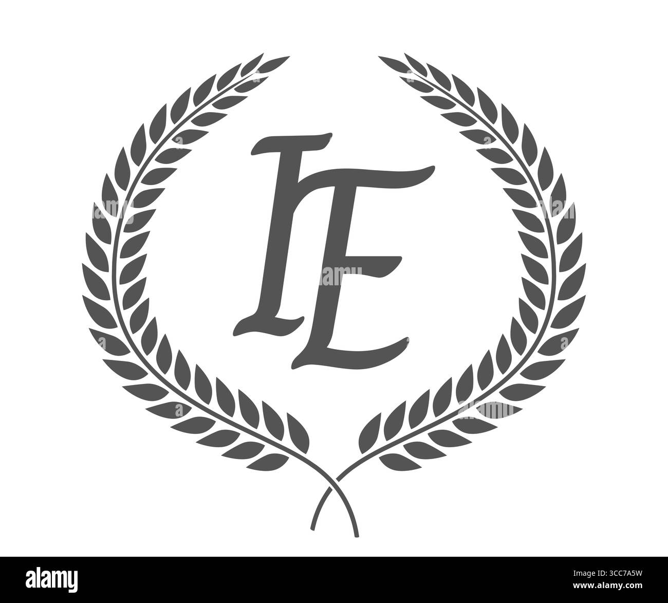 Initial letter I and E, IE monogram logo design with laurel wreath ...