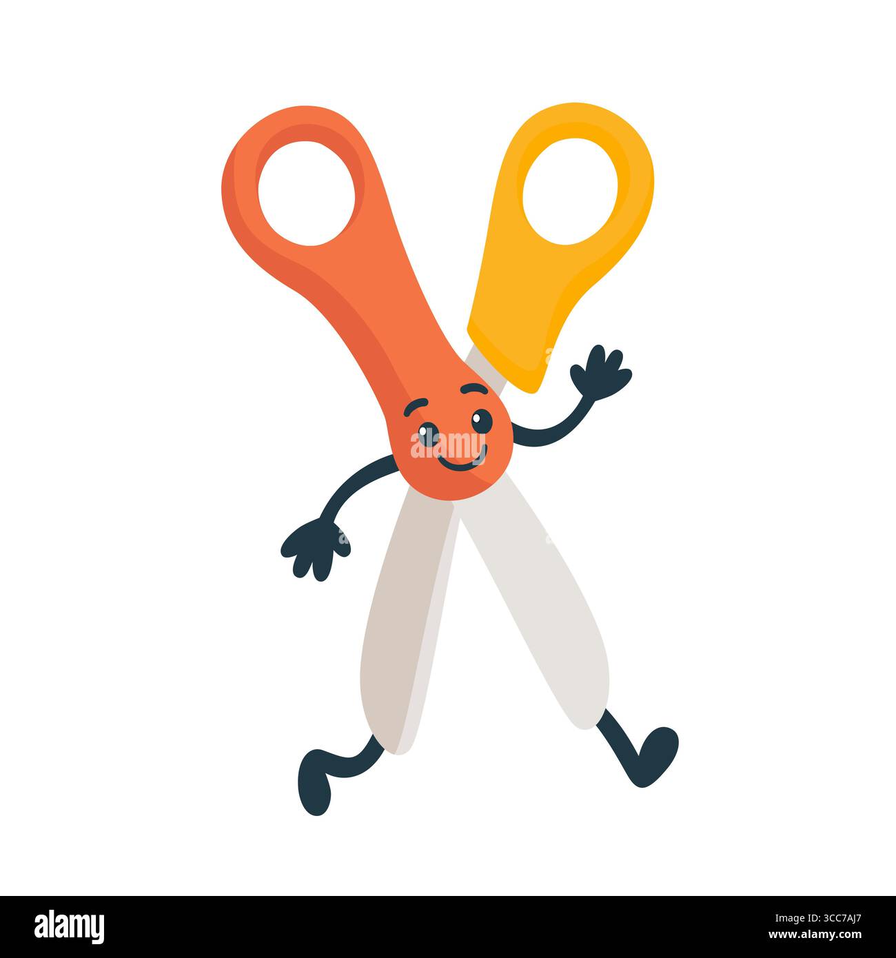 Cute cartoon scissors character, flat vector illustration Stock Vector ...