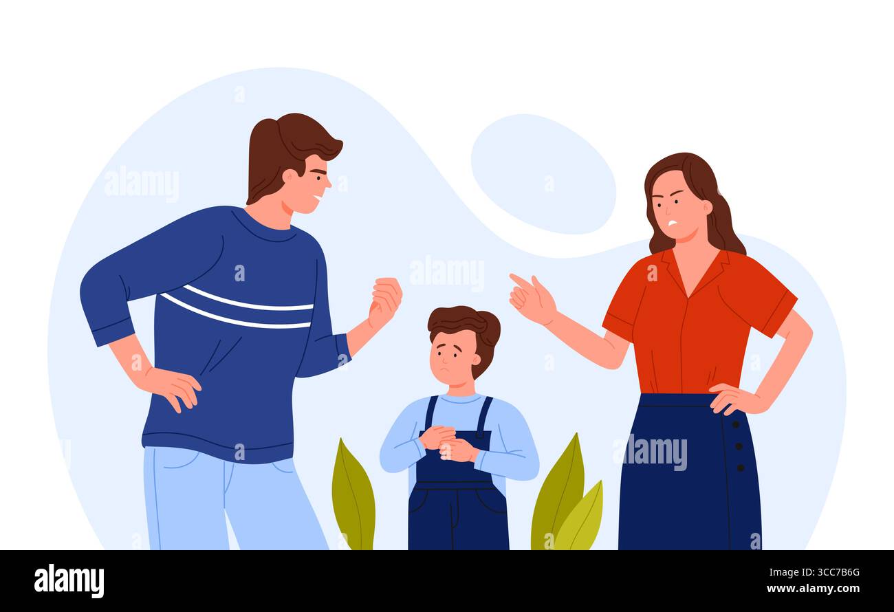 Parents arguing while child looks distressed, highlighting family ...