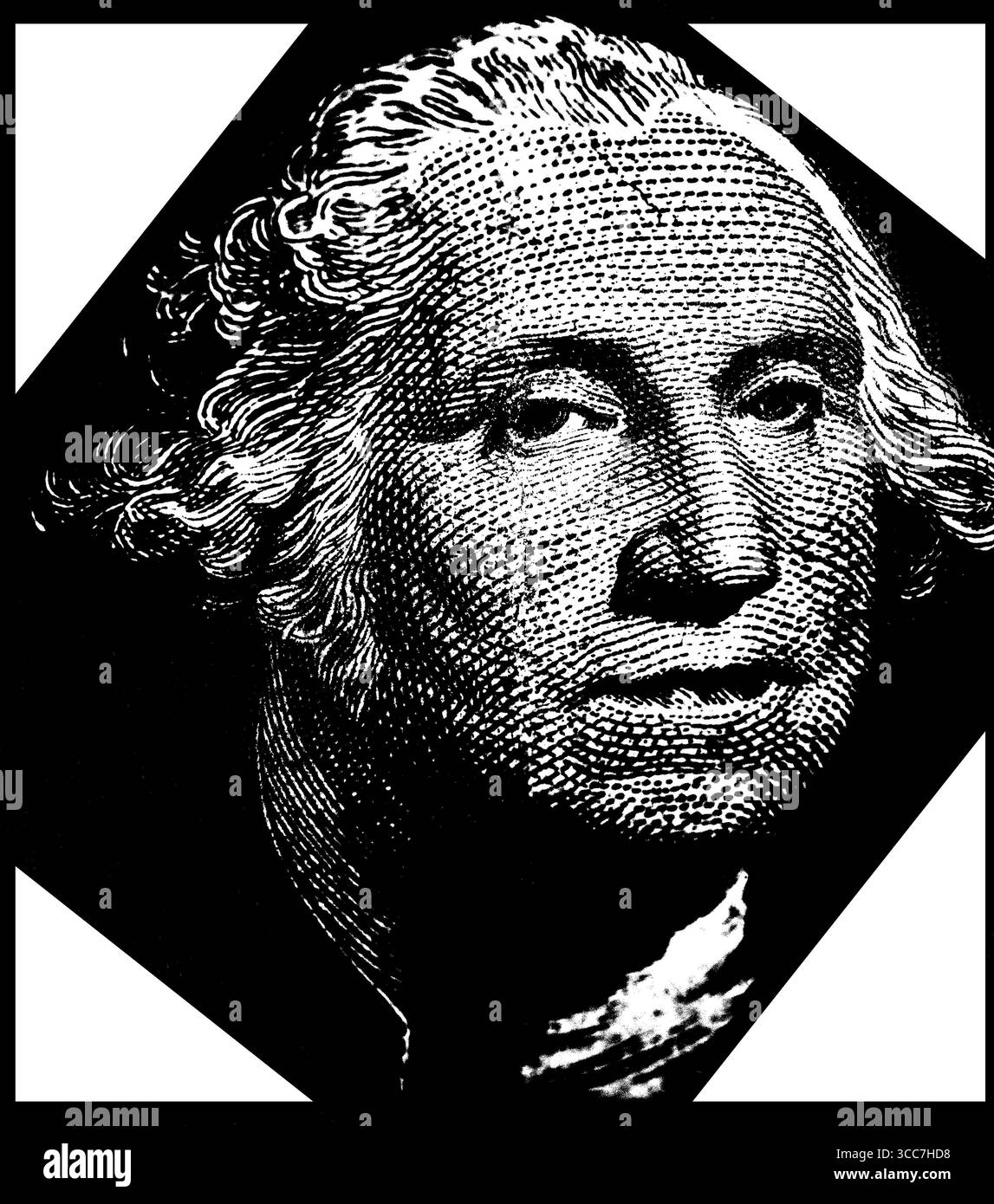 Portrait of first U.S. president George Washington from American one ...