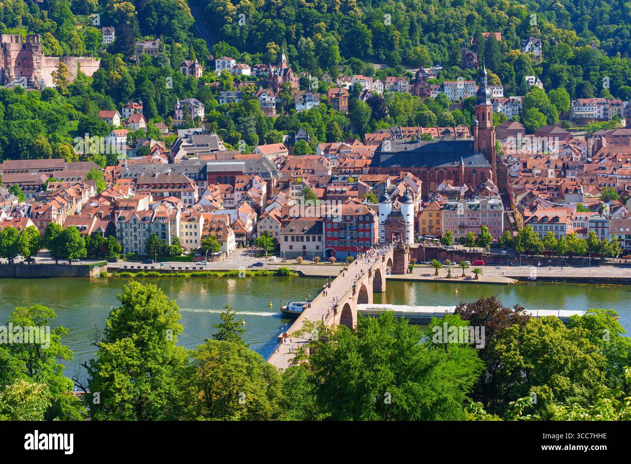 Aerial heidelberg germany along neckar hi-res stock photography and ...