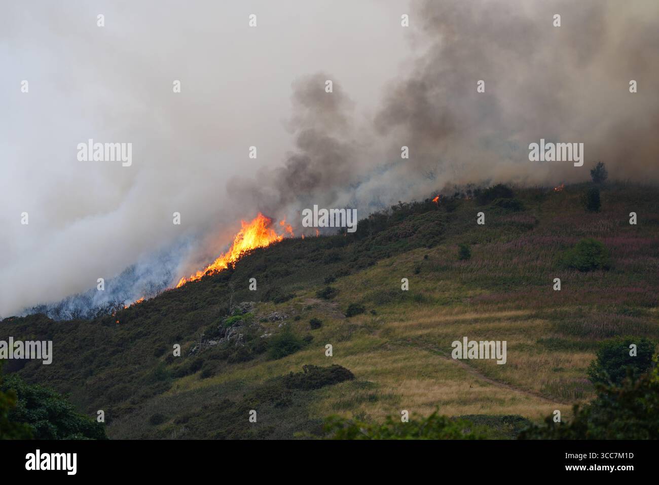 View of flames and smoke billowing from a fire on Arthur's Seat in ...