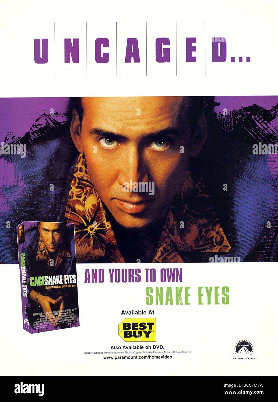 1998 poster for film Snake Eyes, starring Nicolas Cage, directed by ...