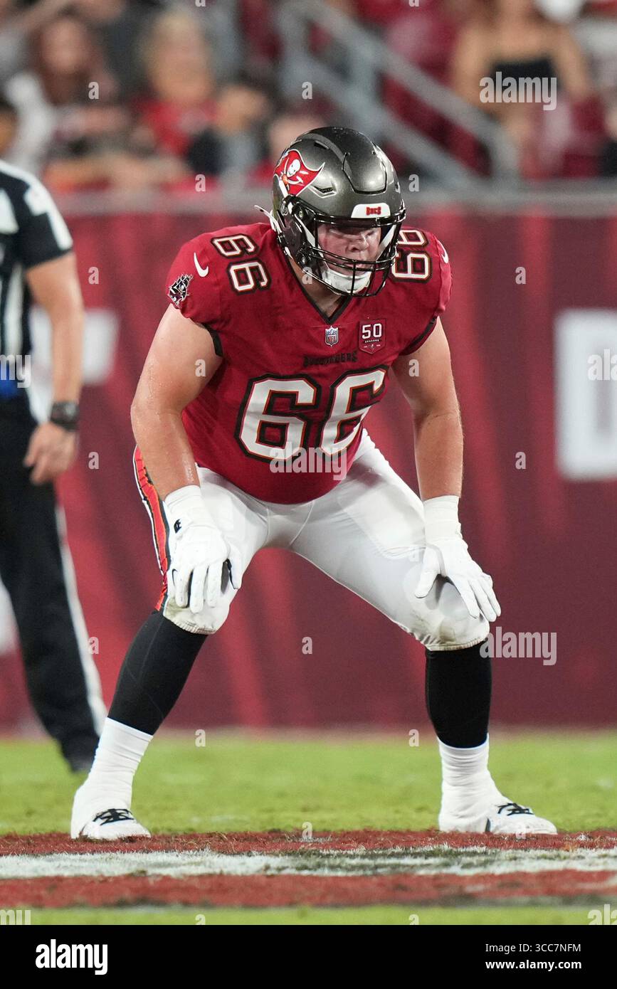 Tampa Bay Buccaneers guard Ben Scott (66) waits for snap during a ...
