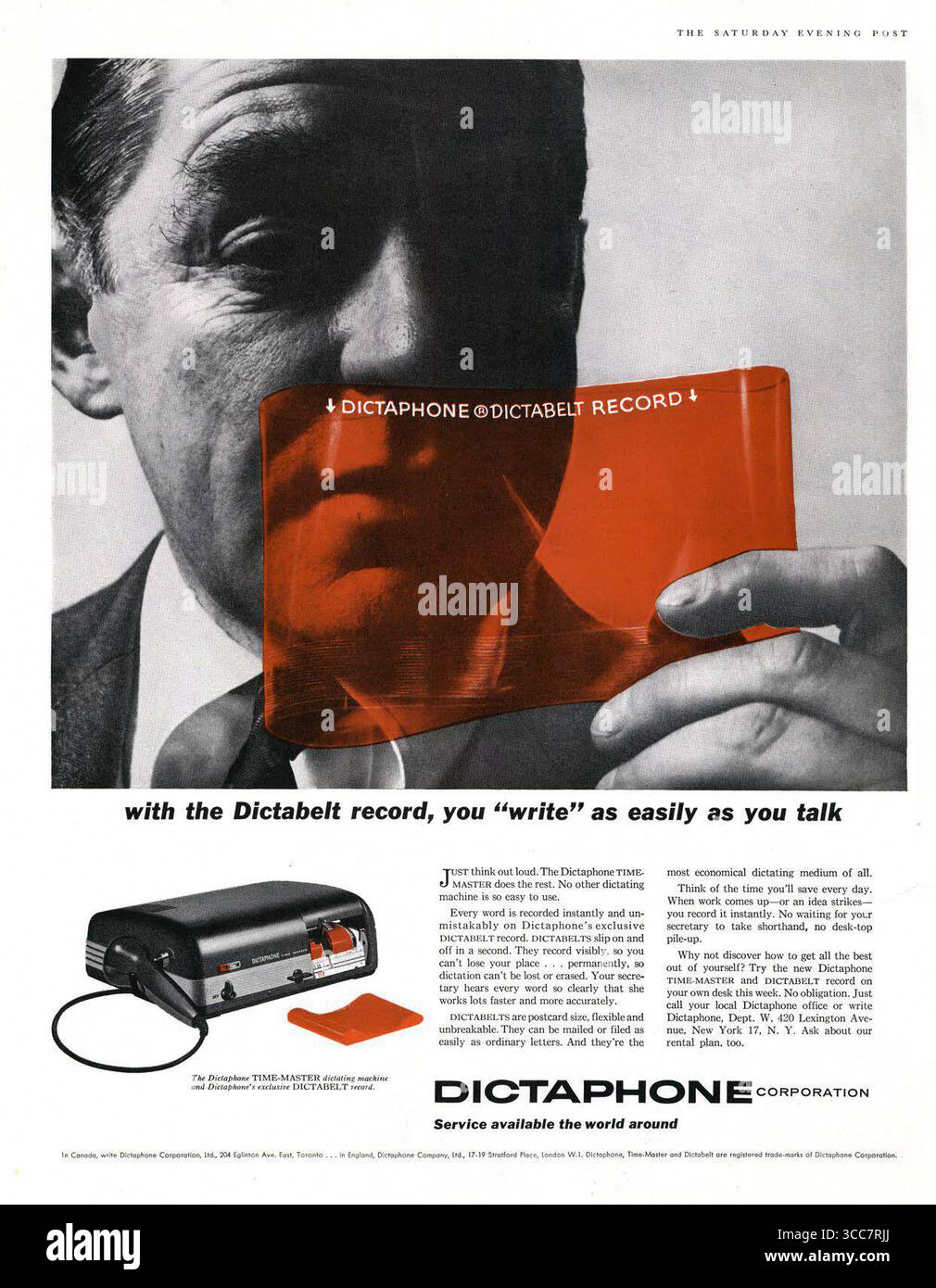 1957 Dictaphone Dictabelt Record ad Stock Photo - Alamy