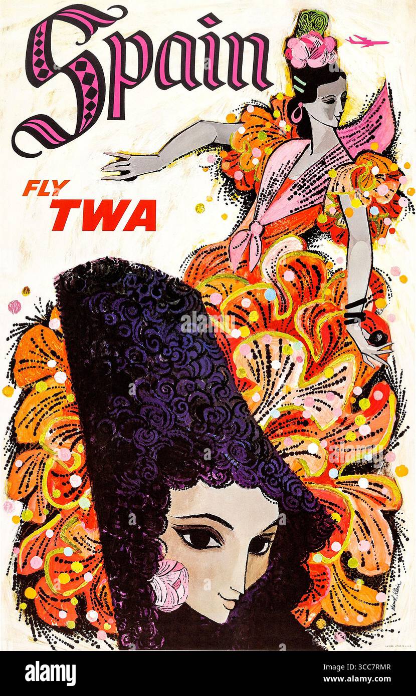 1960s TWA Spain Advertising Poster by David Klein Stock Photo - Alamy