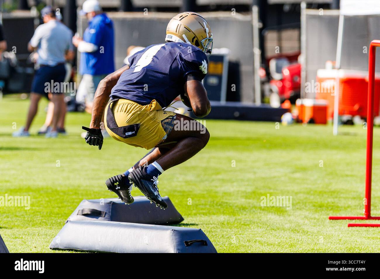 August 10, 2025: Notre Dame running back Jeremiyah Love (4) runs drill ...