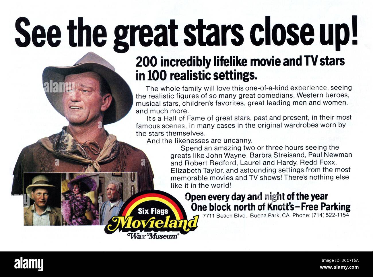 1980 Movieland Wax Museum ad featuring John Wayne figure Stock Photo ...