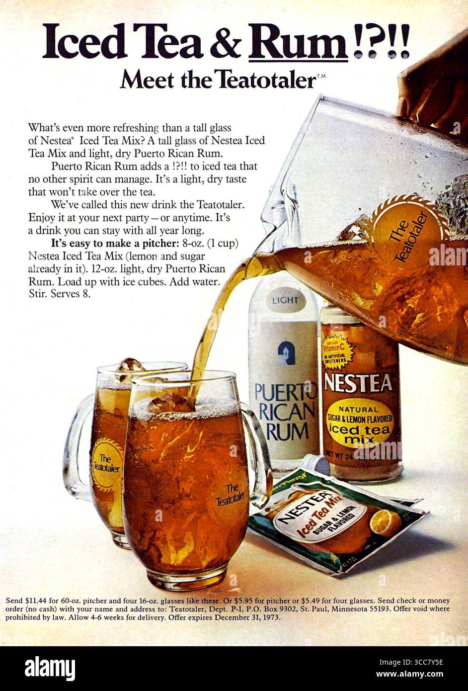 1973 Nestea Iced Tea Mix Ad - " Iced Tea & Rum!?!! Meet the Teatotaler ...