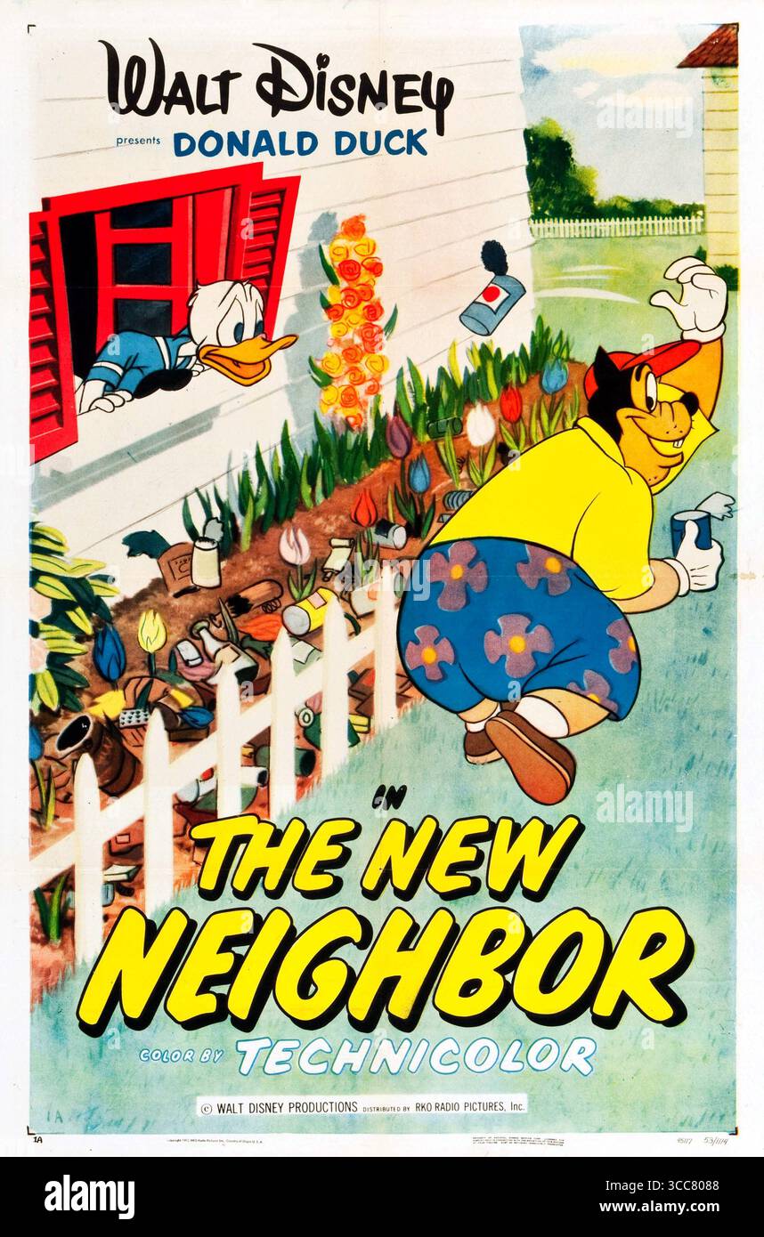 1953 Poster for Walt Disney animated short film, "The New Neighbor ...