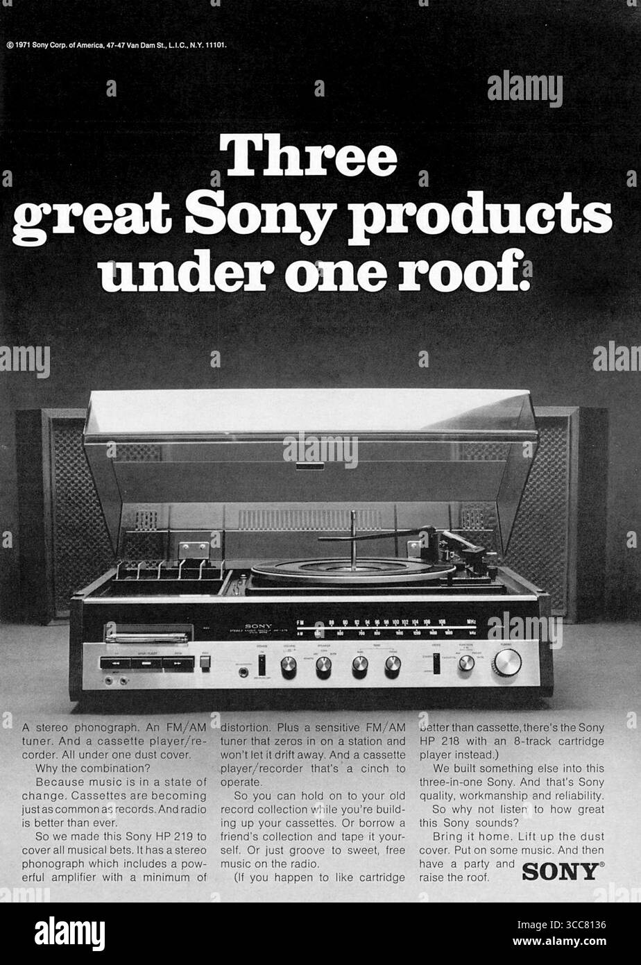 Sony stereo system advert Black and White Stock Photos & Images - Alamy