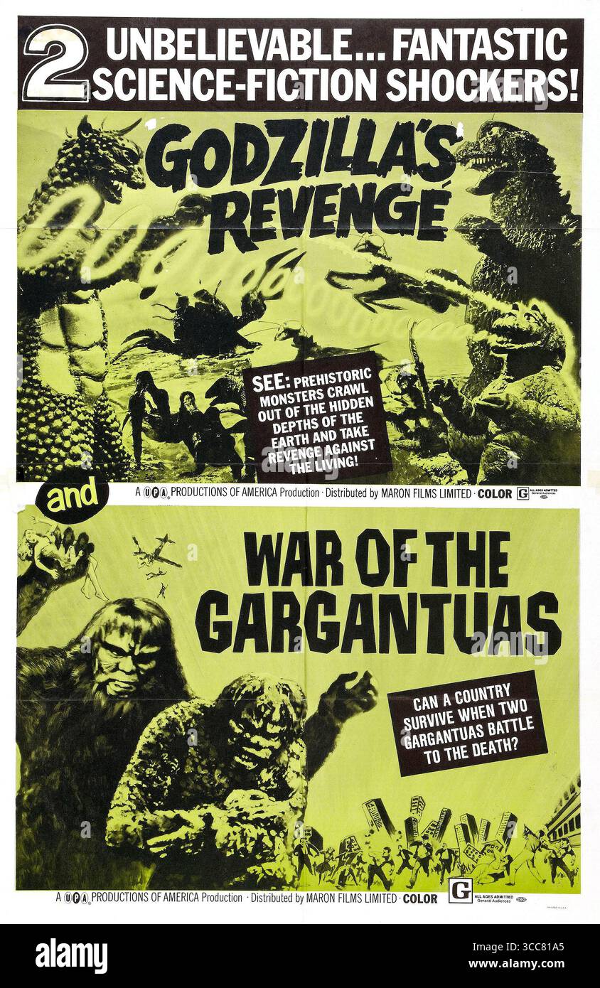 1971 Godzilla's Revenge & War of the Gargantuas combo poster Stock ...