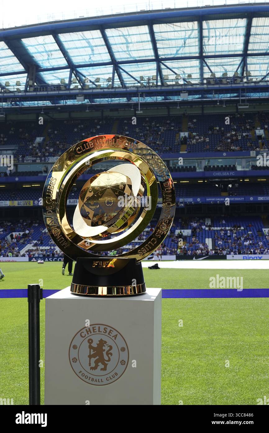 Chelsea, London, UK. 10th Aug, 2025. The FIFA Club World Cup on display ...