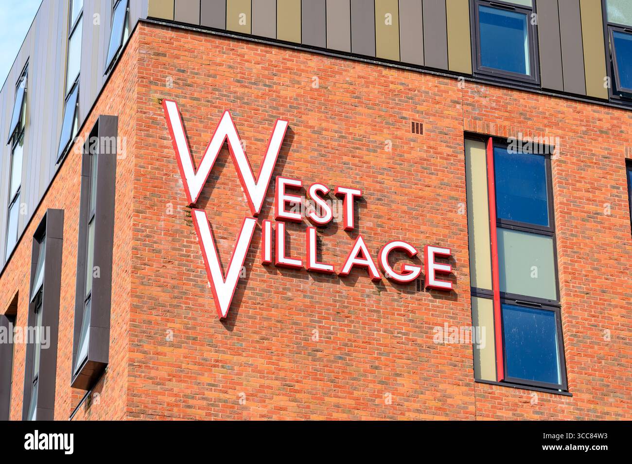 West Village student accommodation sign, Glasgow, Scotland, UK Stock ...