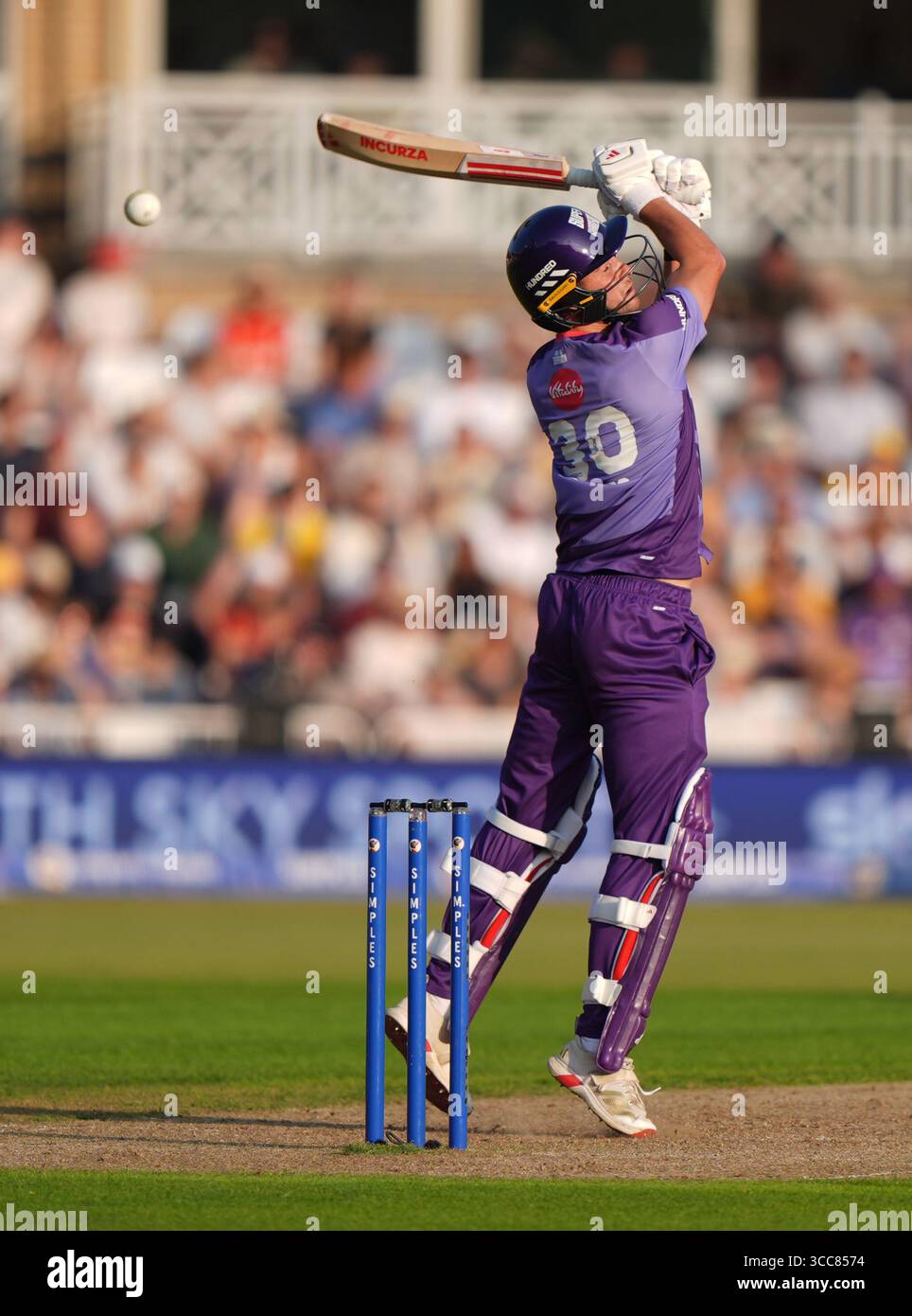 Northern Superchargers' Tom Lawes batting but is caught out during the ...