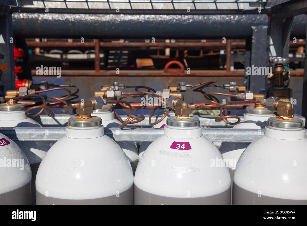 fire suppression and gas storage industry, a set of red high-pressure ...