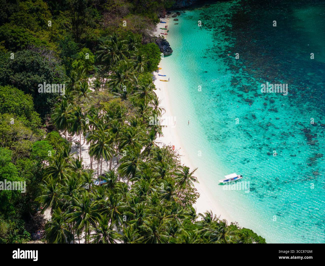 Seven commandos beach in El Nido, Palawan, Philippines islands. Aerial ...