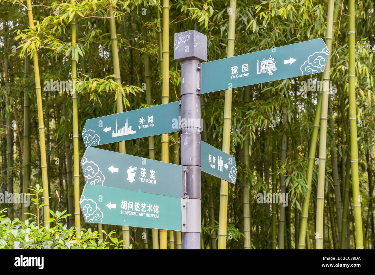 Tourist sign for sightseeing attractions in Shanghai, China Stock Photo ...
