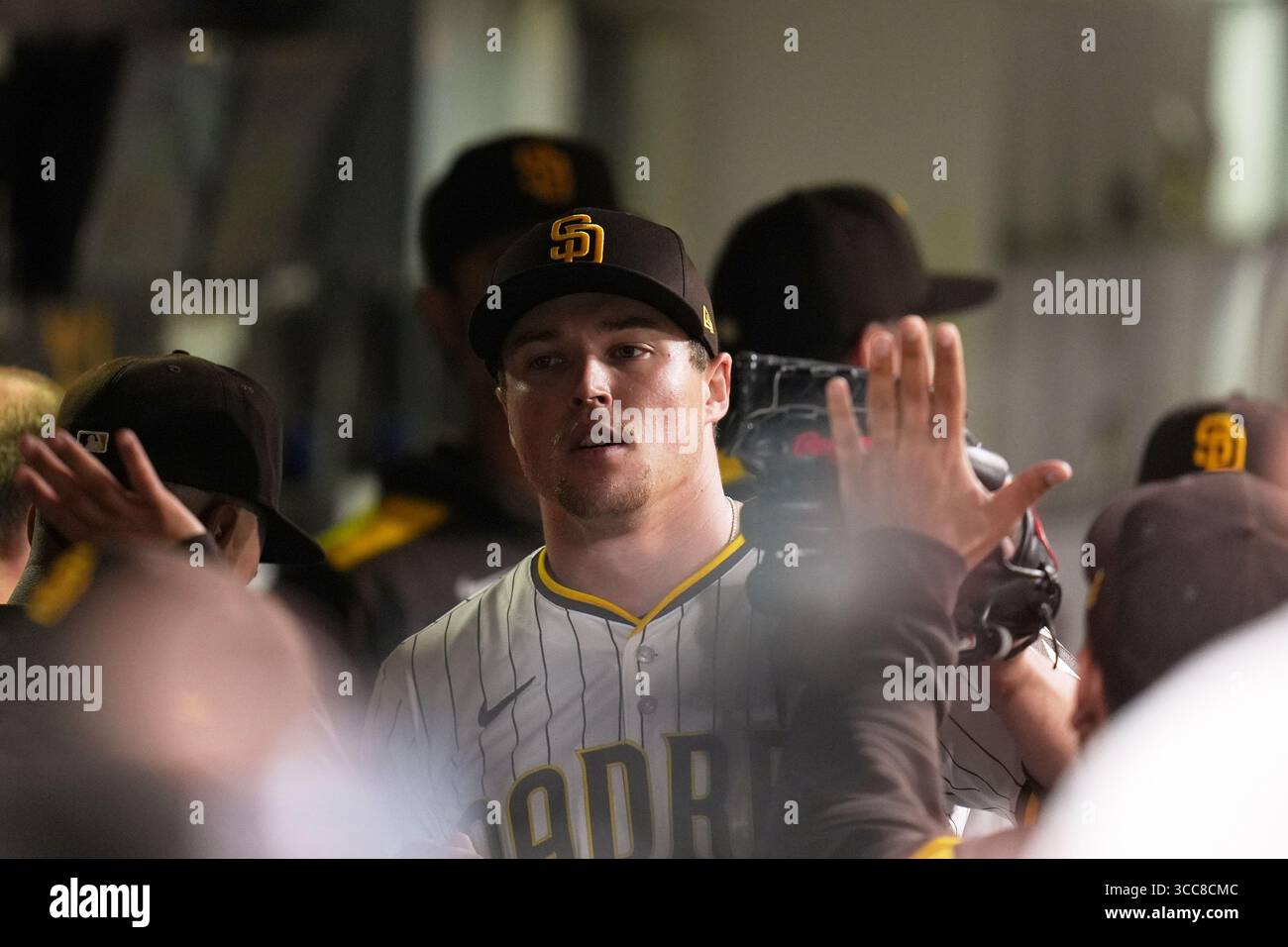 San Diego Padres relief pitcher Mason Miller celebrates after striking ...