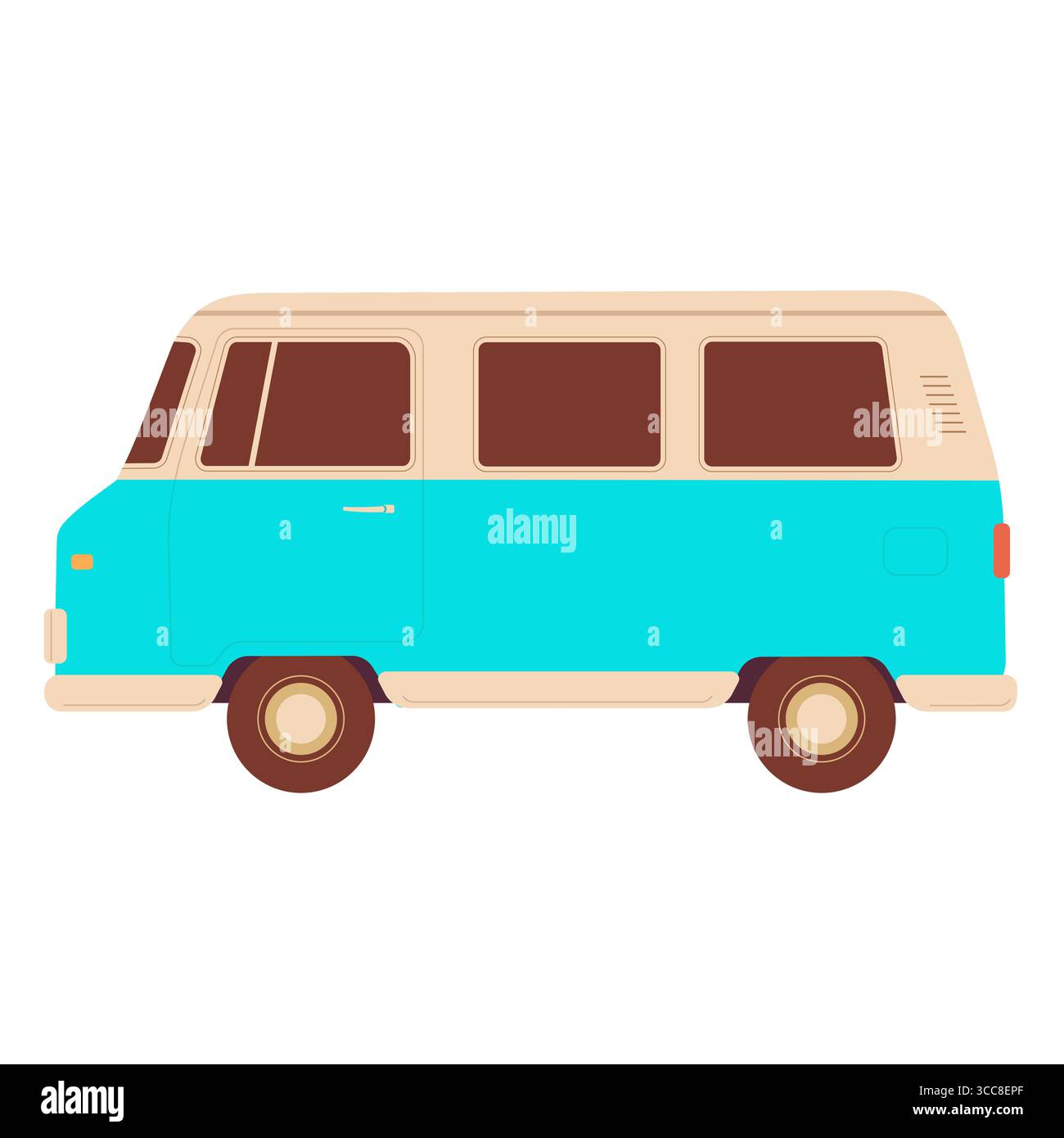 Van on white background. Travel car cartoon vector illustration Stock ...