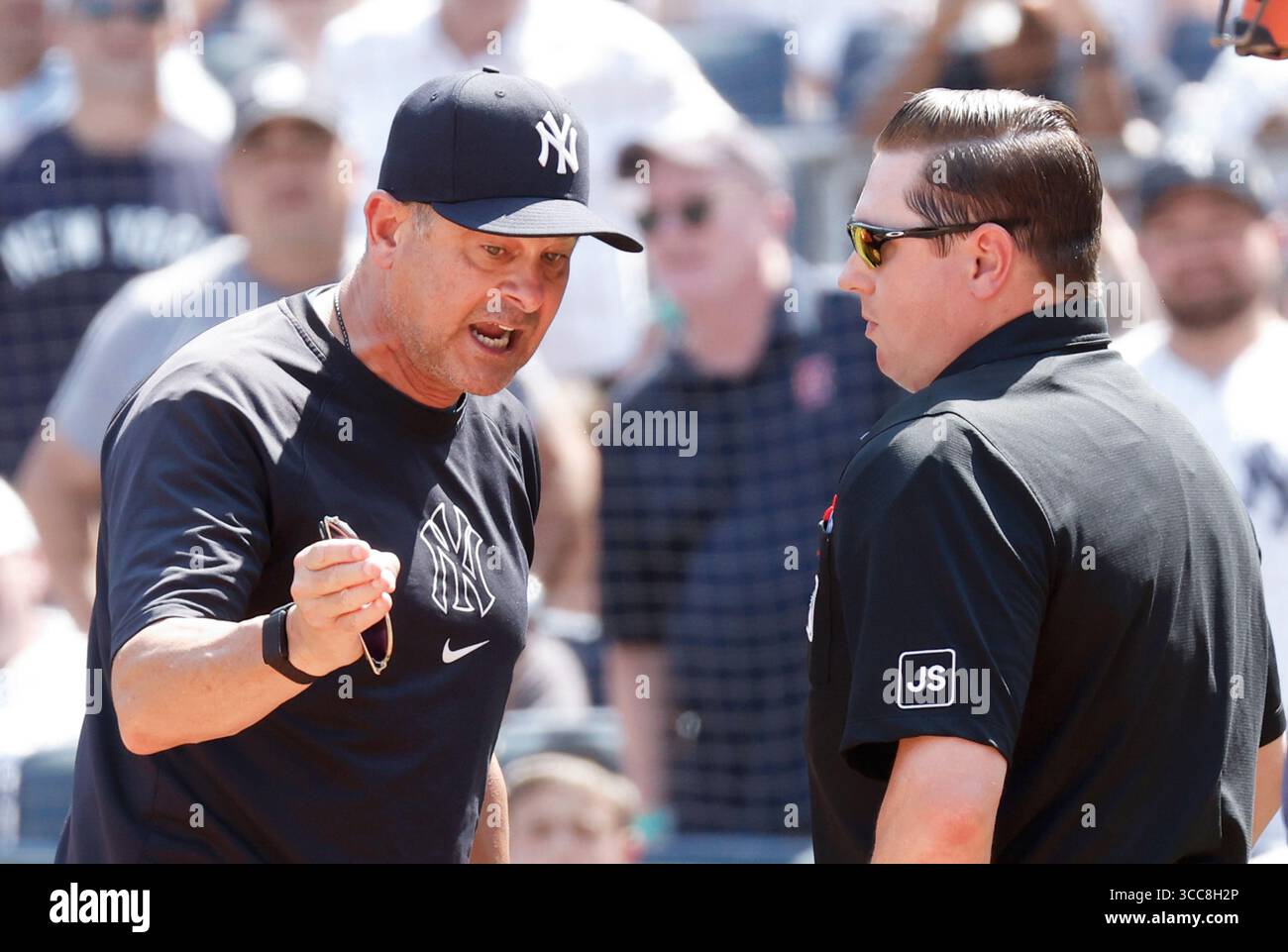New York Yankees manager Aaron Boone argues with Home Plate Umpire ...
