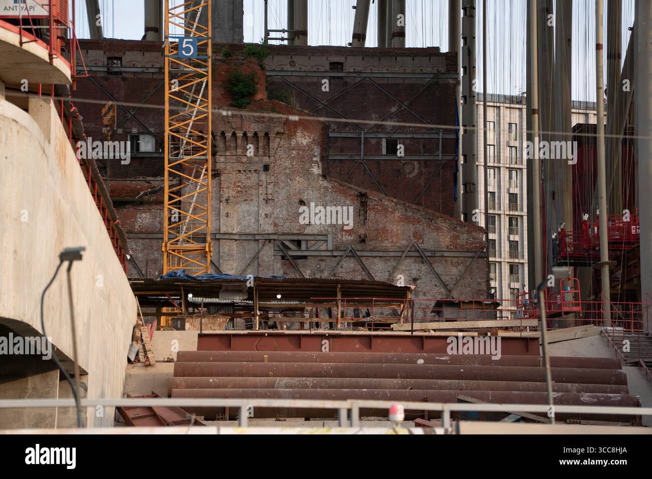 Moscow, Russia - July 18, 2025: Construction site blending preserved ...