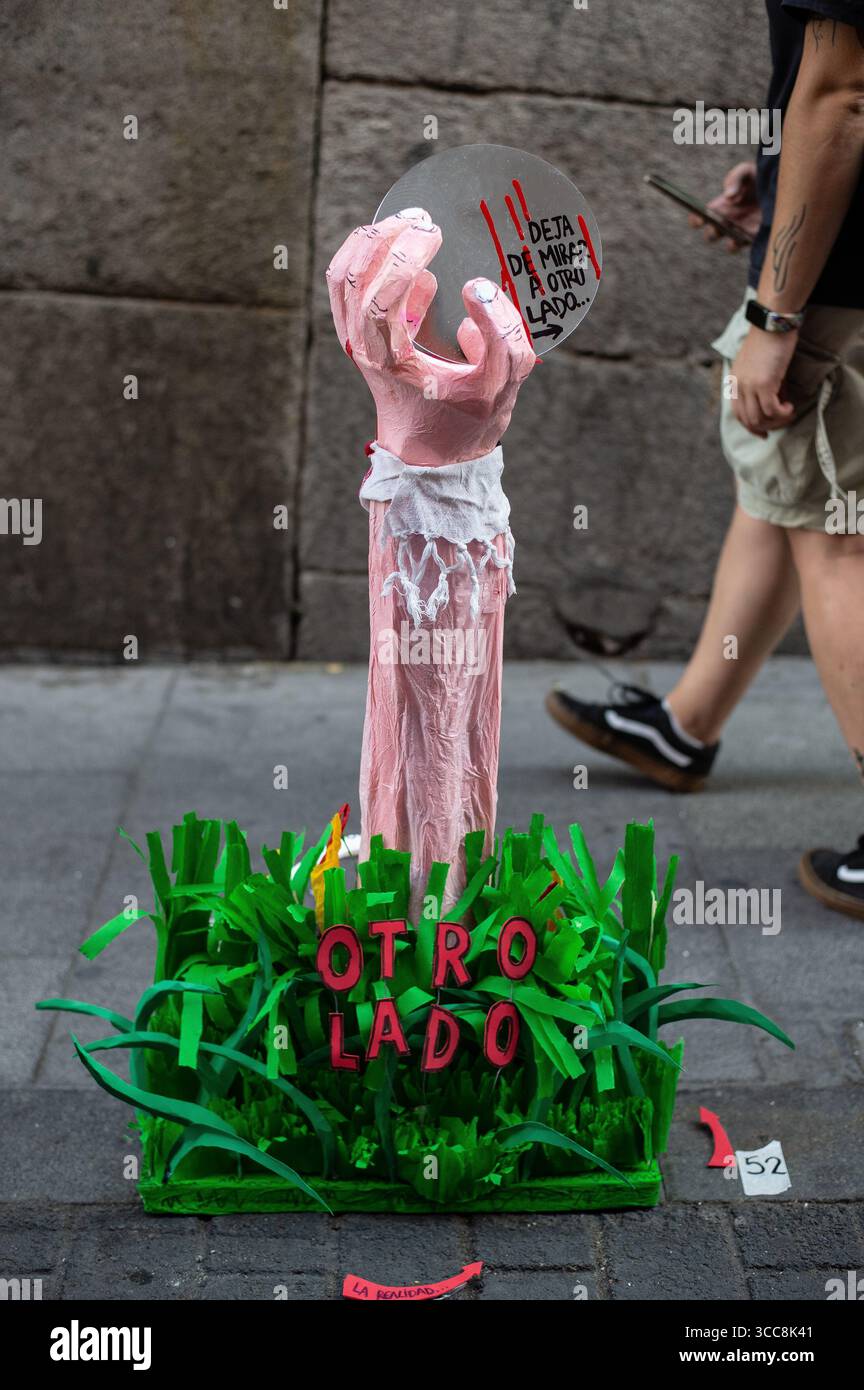 View of the bollards during the intervention of several artists in the ...