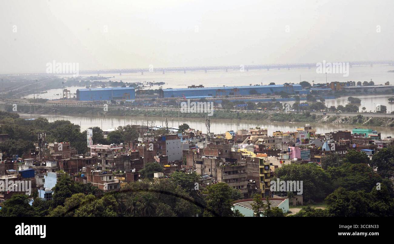 PATNA, INDIA - AUGUST 10: A view of flooded Ganga river due to ...