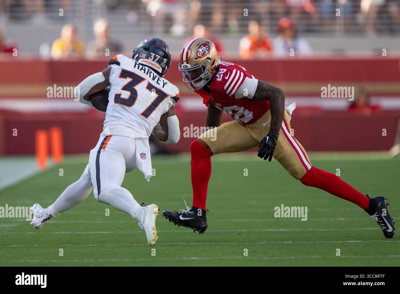 Aug 9, 2025; Santa Clara, California, USA; Denver Broncos running back ...