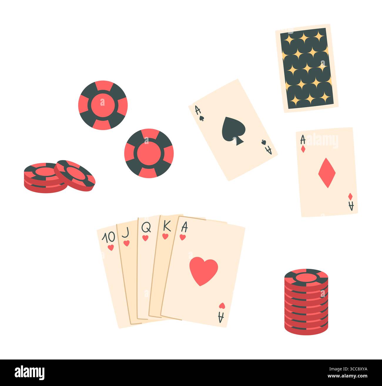 Deck cards poker chips on Stock Vector Images - Alamy