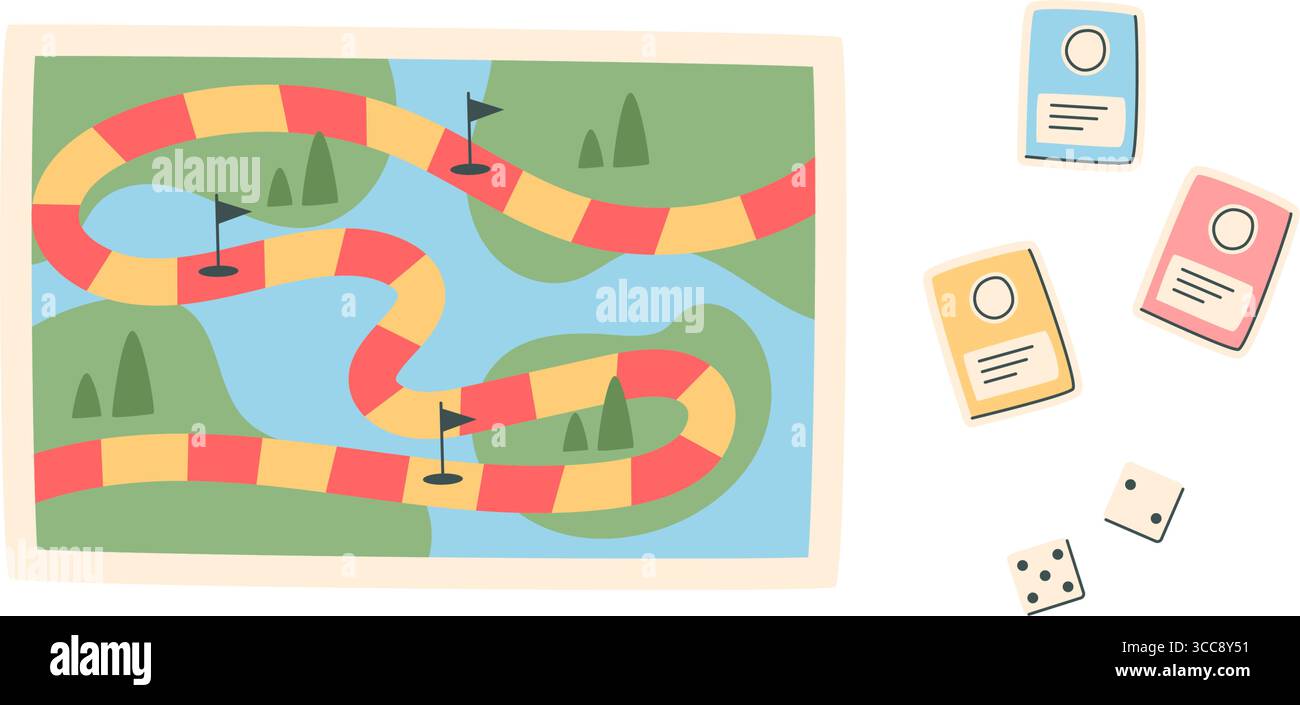 Flat Path Board Game Map Stock Vector Image & Art - Alamy