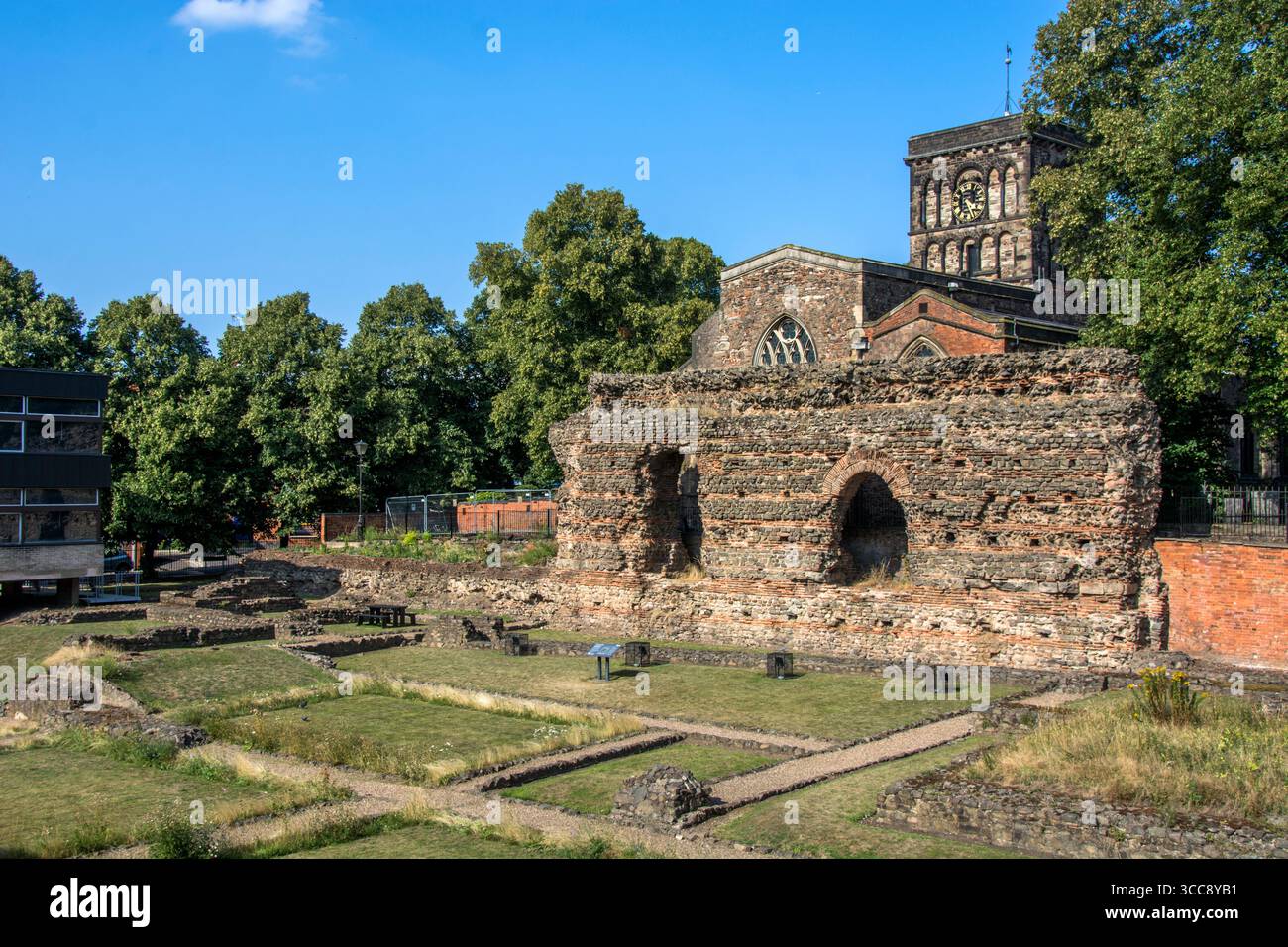 The Jewry Wall and Roman Baths, which is one of the largest remaining ...