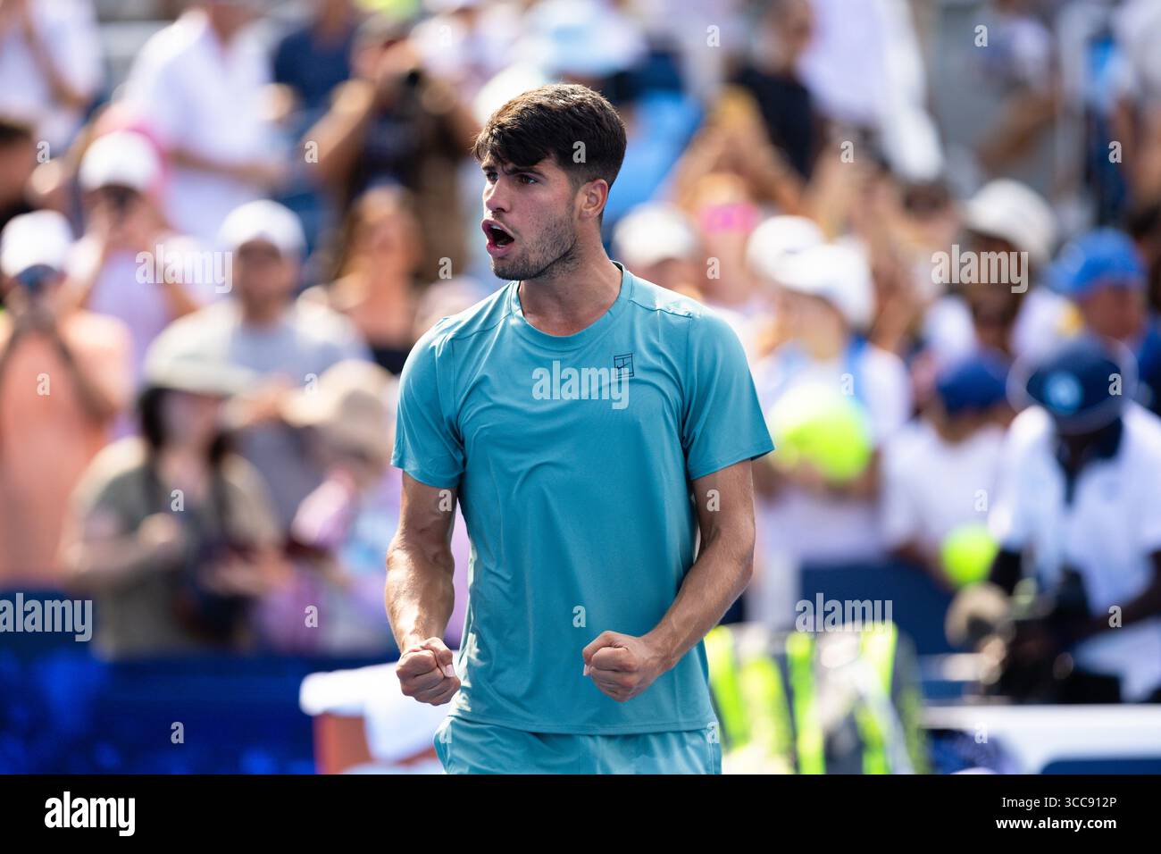 MASON, OHIO - AUGUST 10: Carlos Alcaraz of Spain celebrates after ...