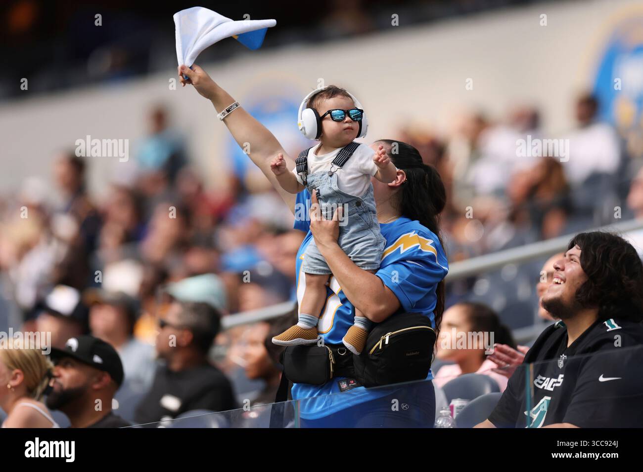 Fans cheer from the stands during a preseason NFL football game between ...