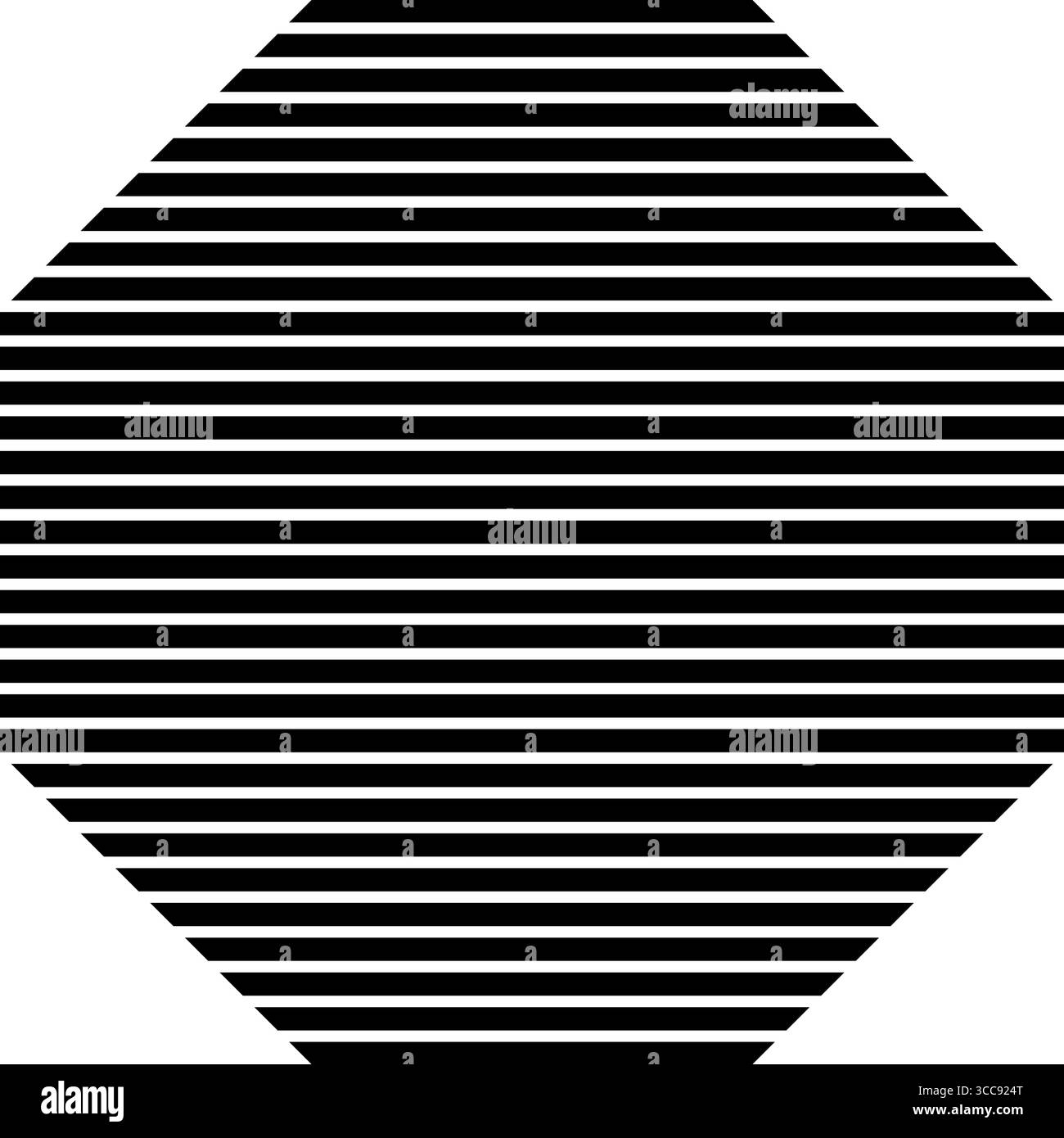 Striped octagon geometric shape isolated on white background. Streaked ...