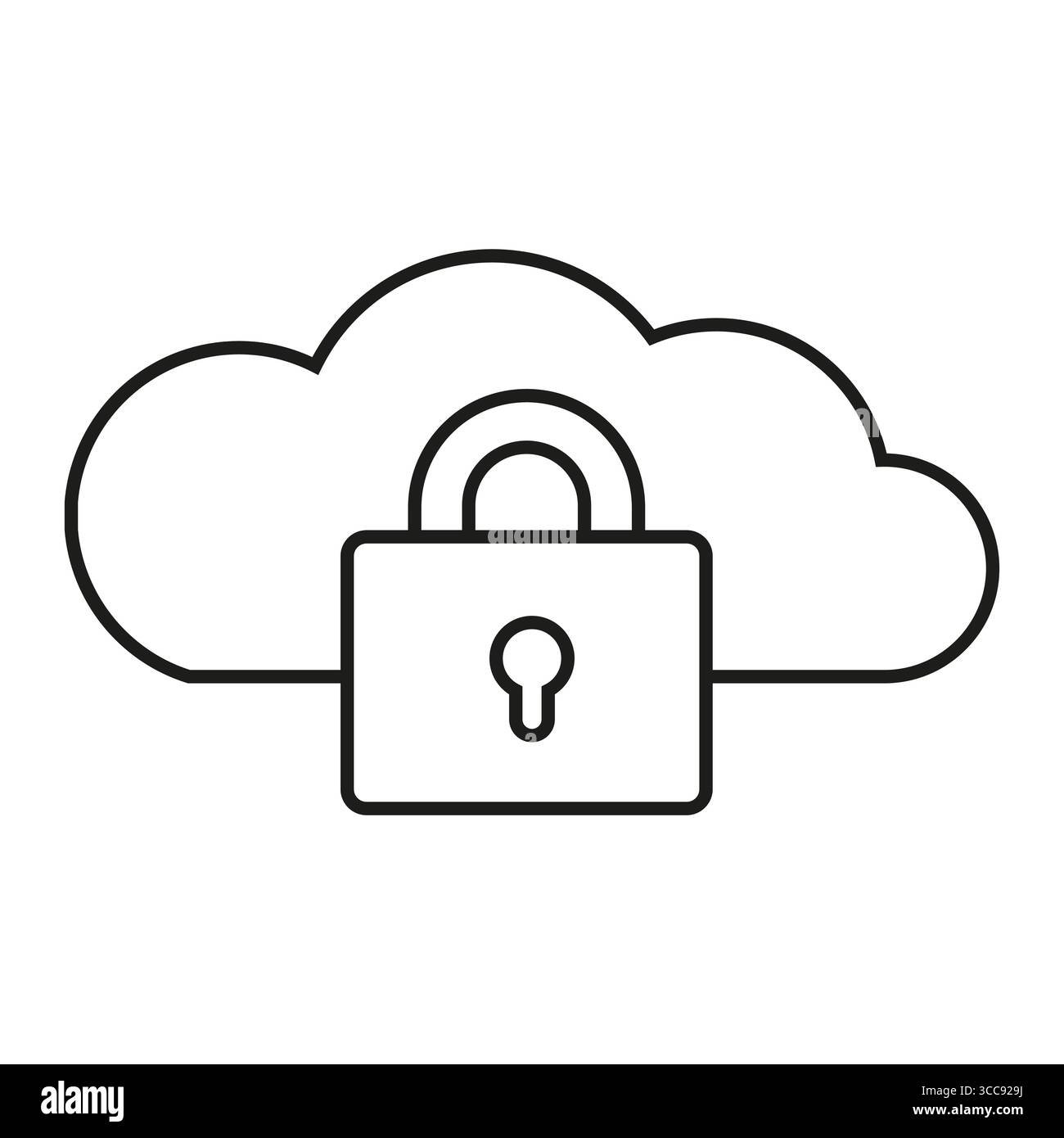 Cloud storage lock. Network security symbol. Data protection Vector ...