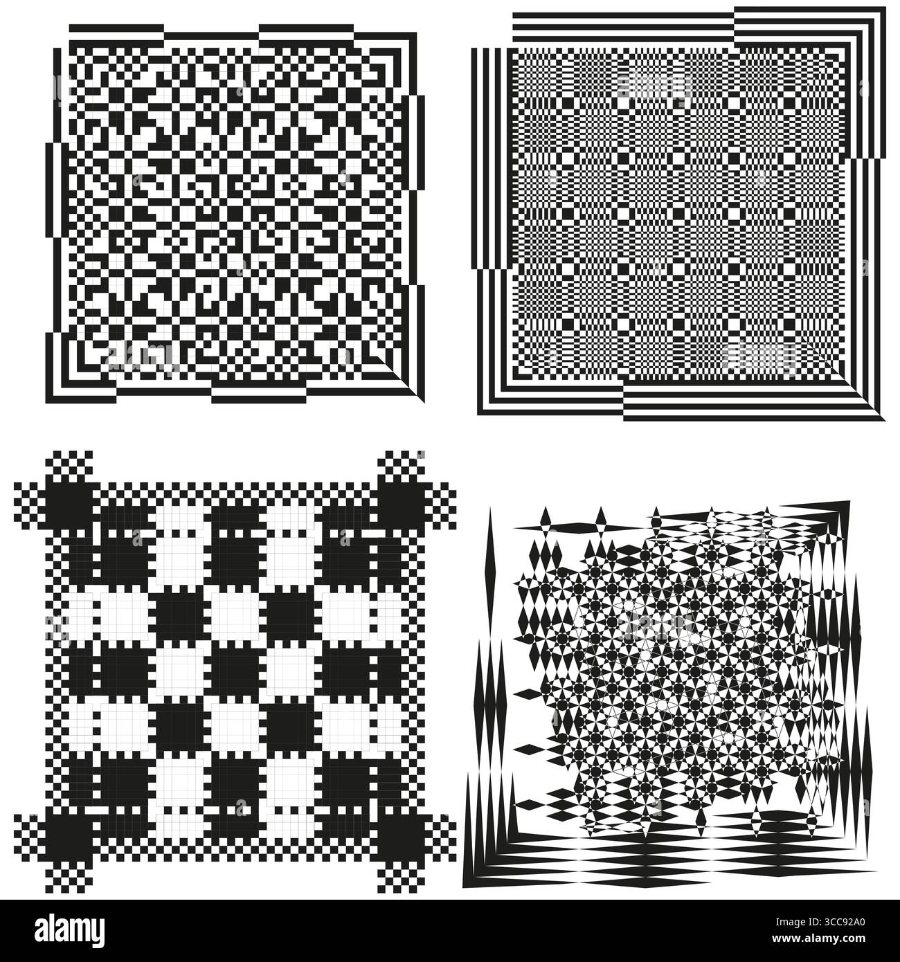 Monochrome geometric pattern. Optical illusion Vector. Abstract square ...
