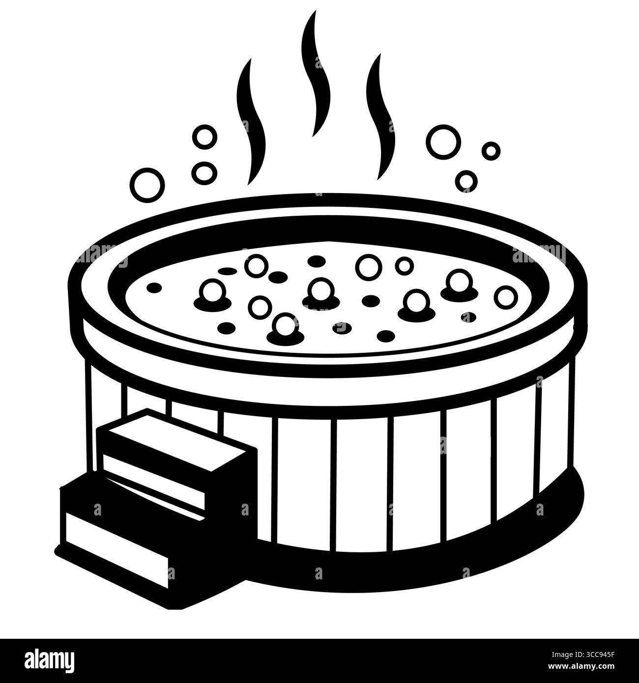 Hot jacuzzi tub icon. Jacuzzi spa sign. Hot jacuzzi line symbol. flat ...