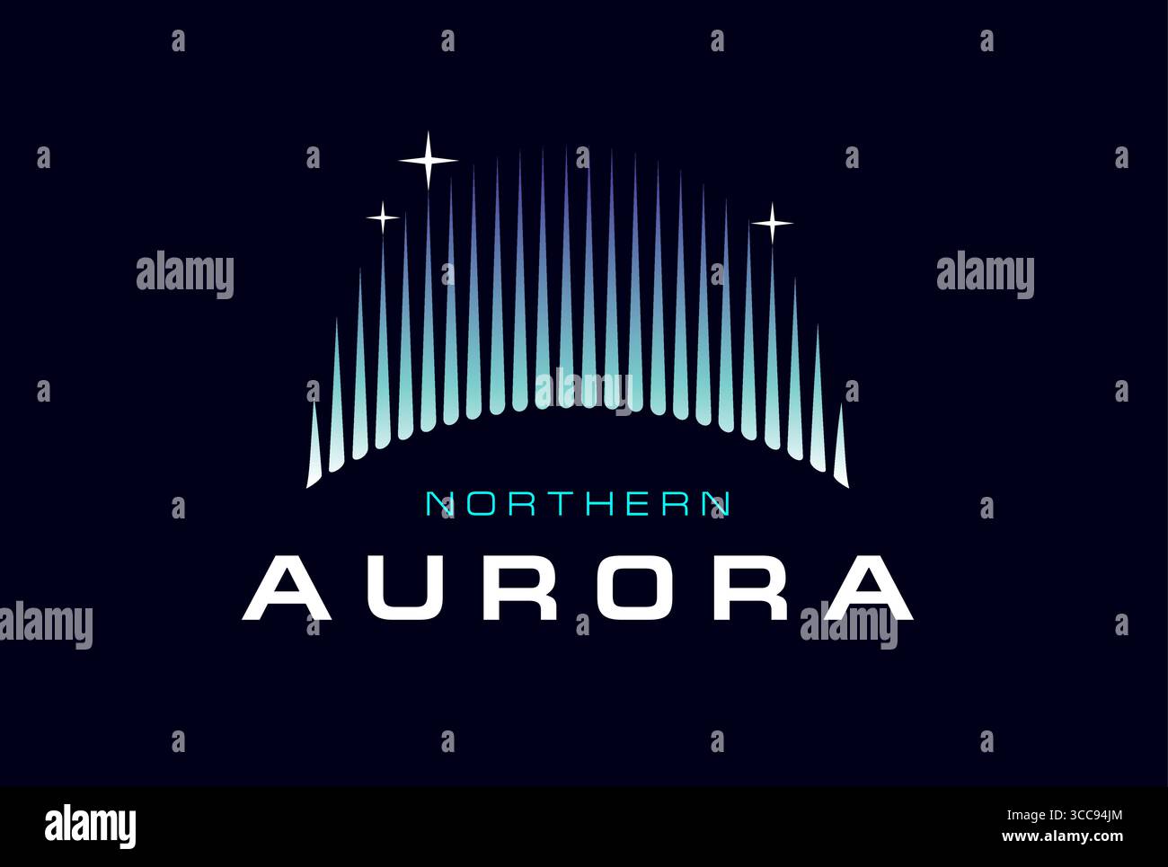 Northern sky aurora borealis wave light icon with gradient light beams ...