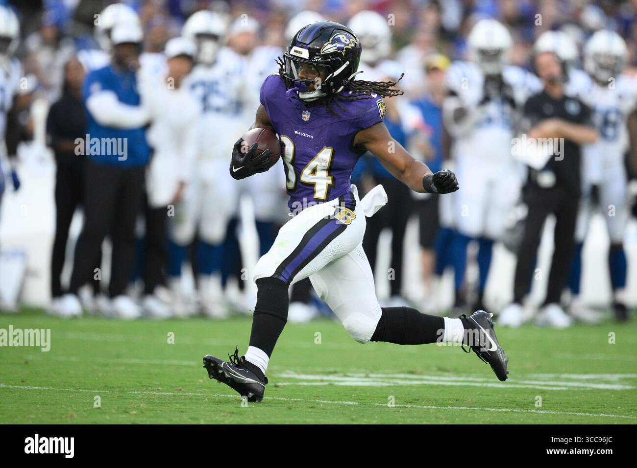Baltimore Ravens running back Keaton Mitchell (34) in action during the ...