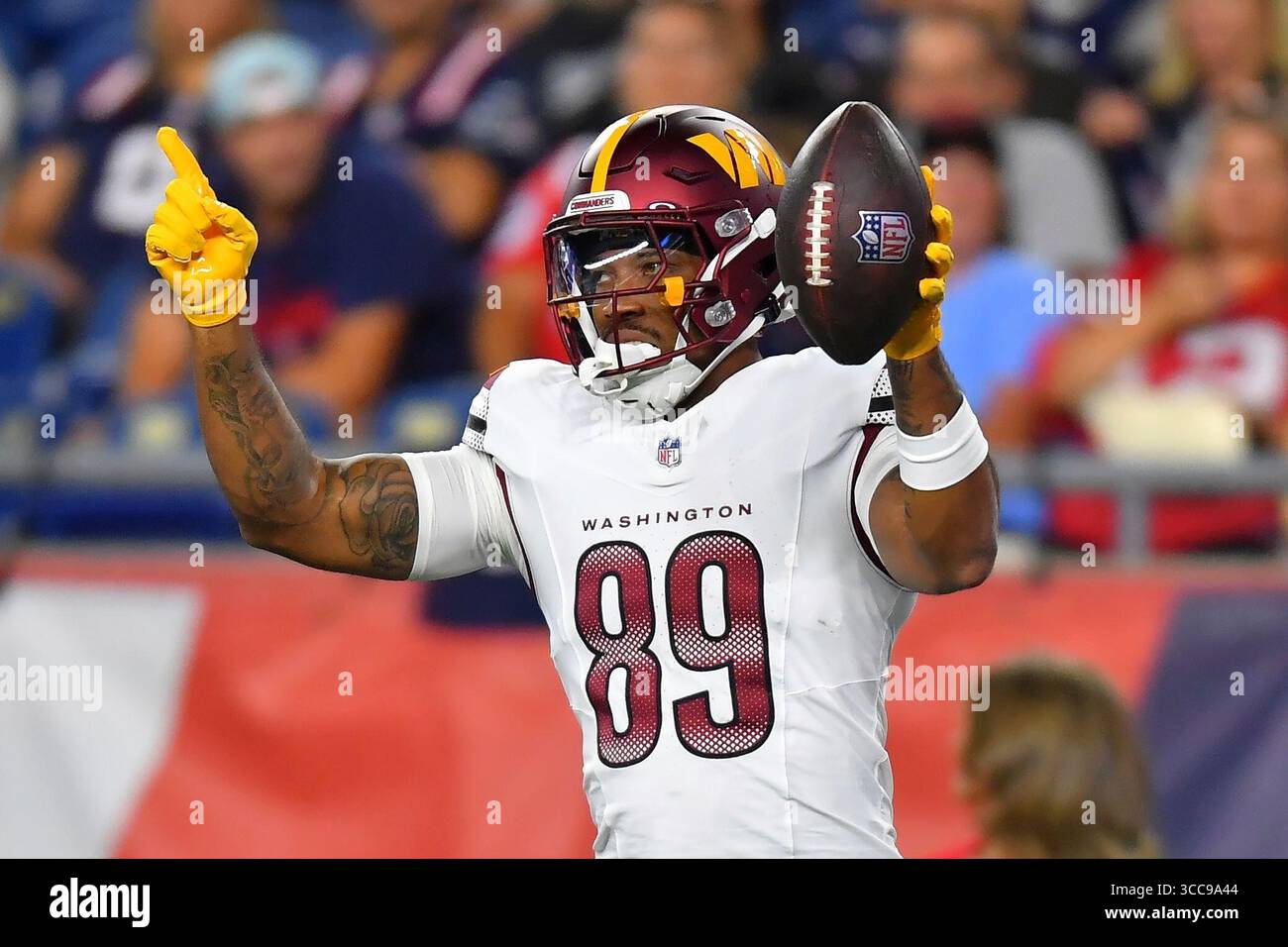 Washington Commanders wide receiver Lawrence Cager (89) celebrates in ...