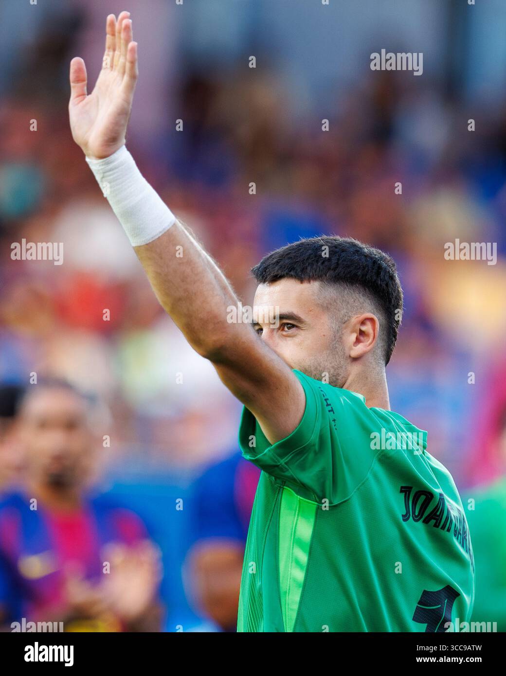 Barcelona, Spain. 10th Aug, 2025. Joan Garcia in action during the Joan ...