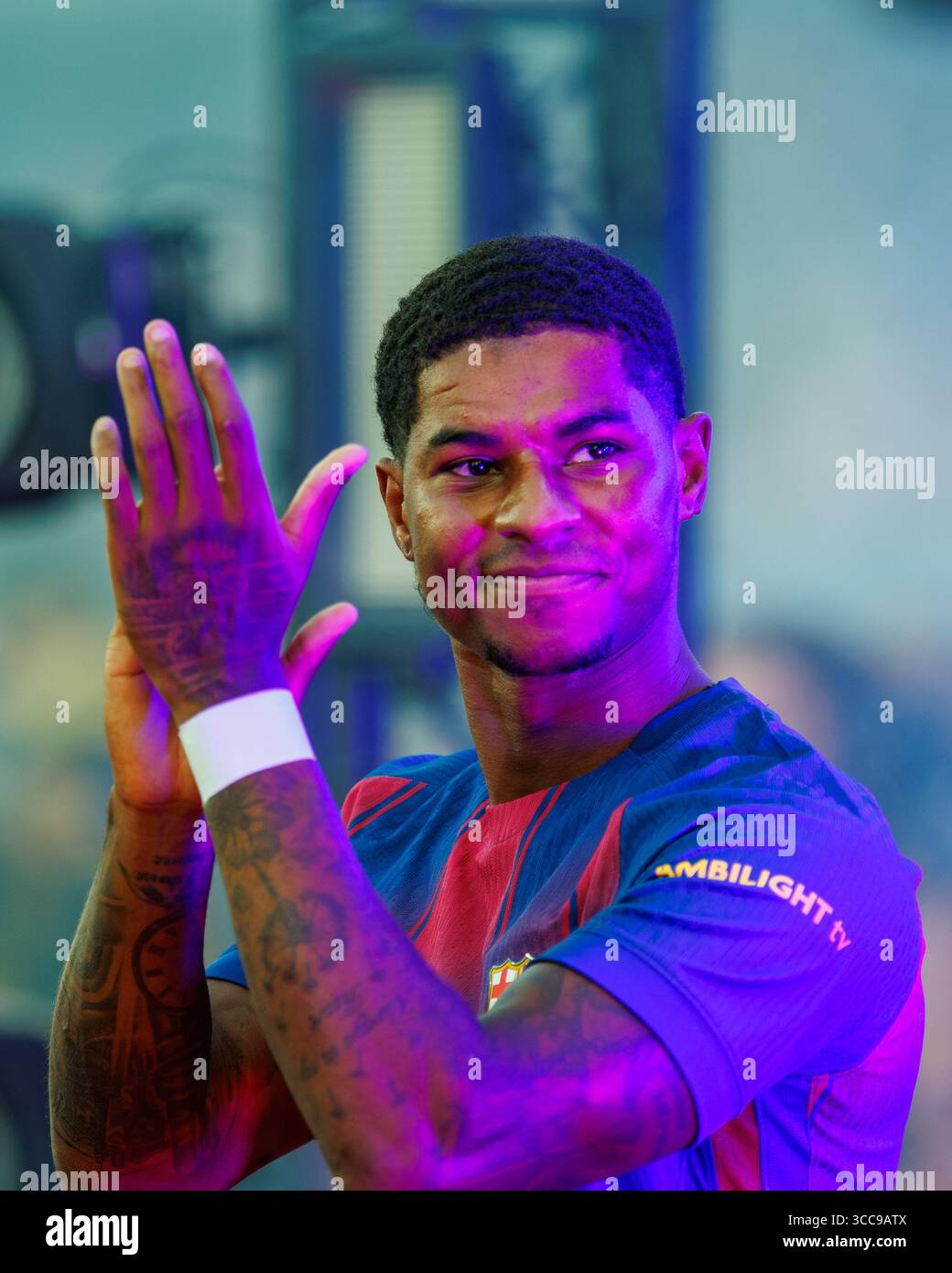 Barcelona, Spain. 10th Aug, 2025. Rashford in action during the Joan ...