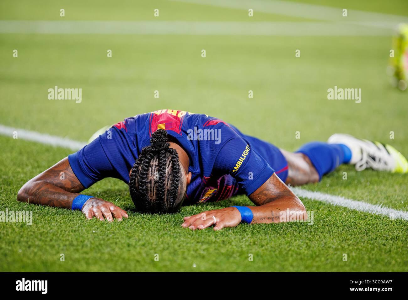 Barcelona, Spain. 10th Aug, 2025. Raphinha in action during the Joan ...