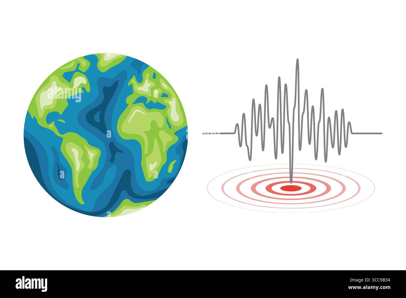 Illustration shows earthquake wave originating from earth Stock Vector ...